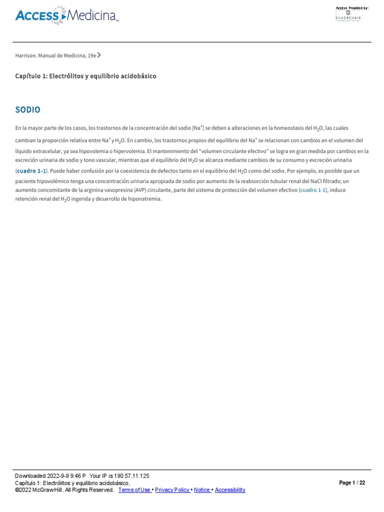 Capítulo 1 - Electrólitos y Equilibrio Acidobásico | PDF | Sodio | Glándula suprarrenal