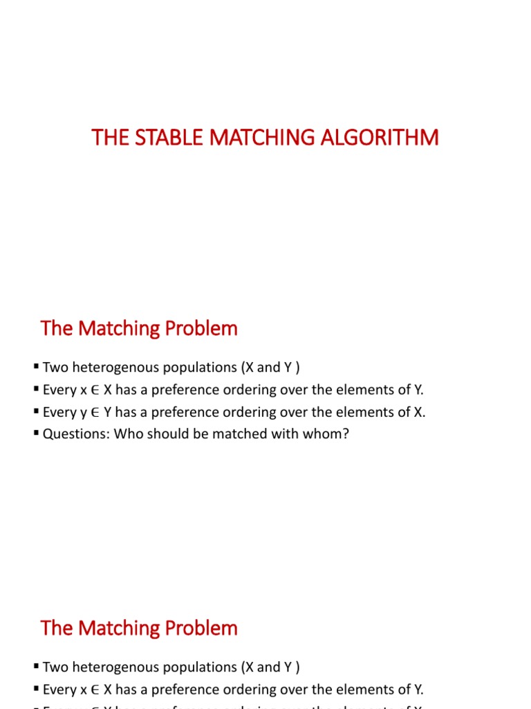 Dripto Bakshi - Lecture Slides - Stable Matching Algorithm | PDF | Mathematical Concepts ...