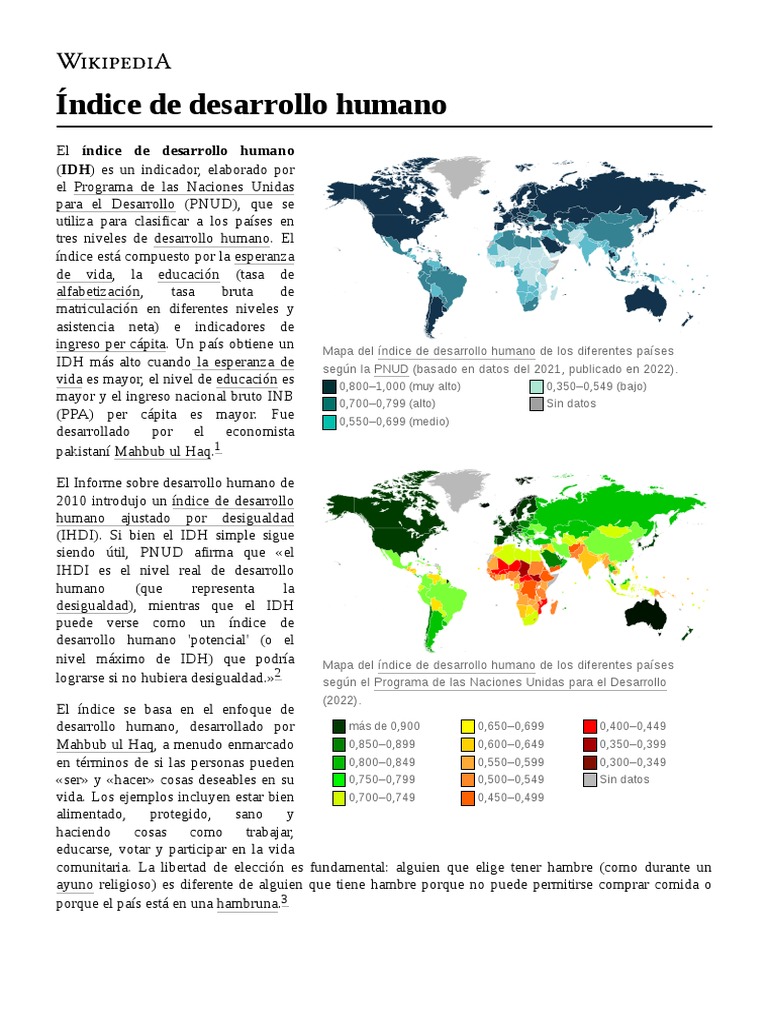 Índice de Desarrollo Humano | PDF | Índice de Desarrollo Humano ...