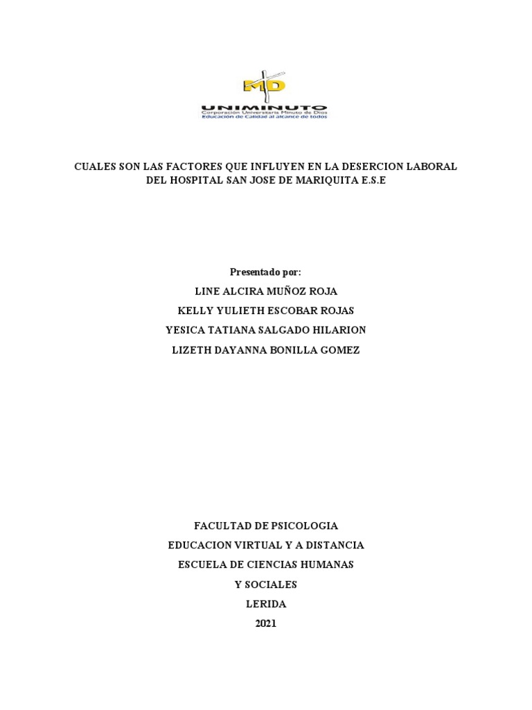 Cuales Son Las Factores Que Influyen en La Desercion Laboral Del ...