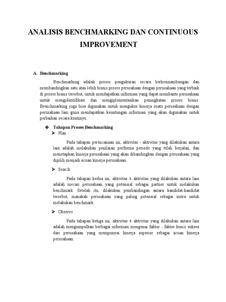 Analisis Benchmarking Dan Continuous | PDF