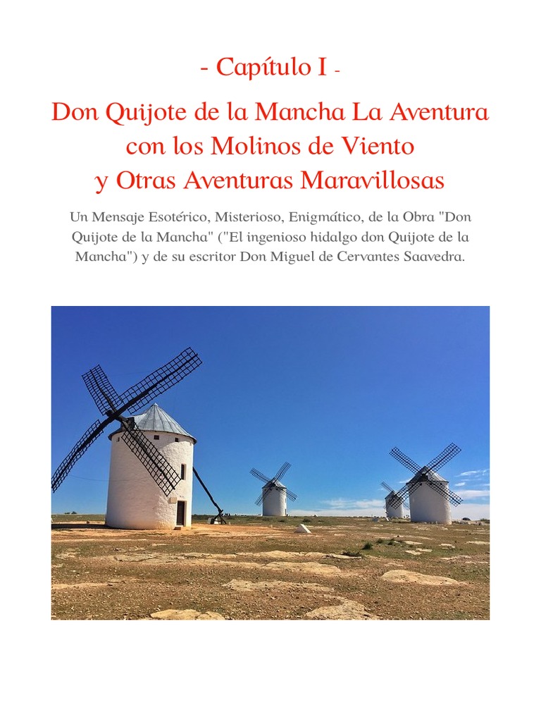 Don Quijote y la Aventura de los Molinos | PDF | Don Quijote | Libro ...