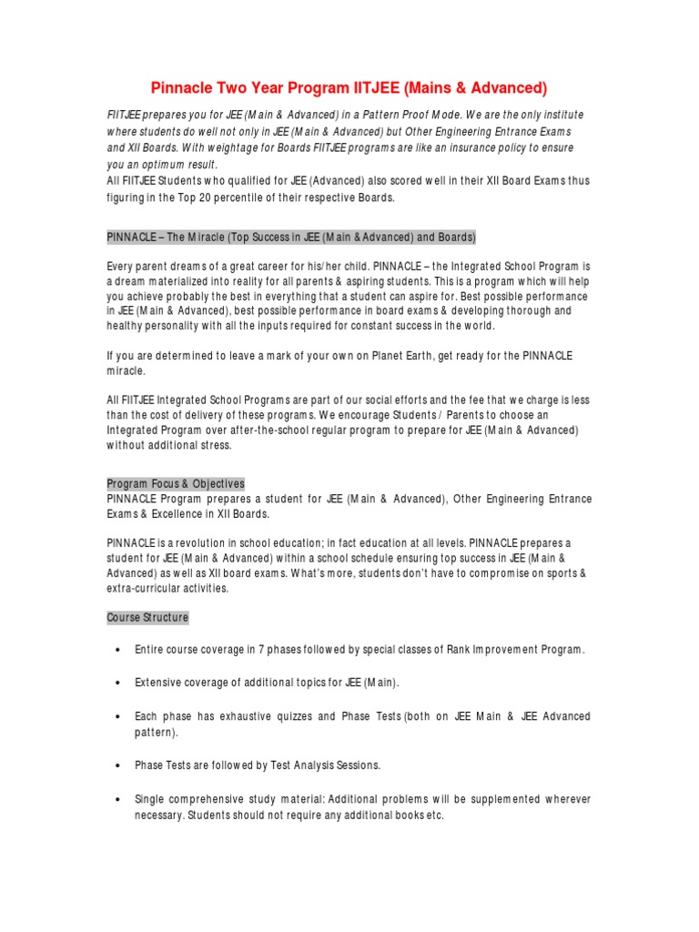 Pinnacle Two Year Program | PDF | Test (Assessment) | Psychology