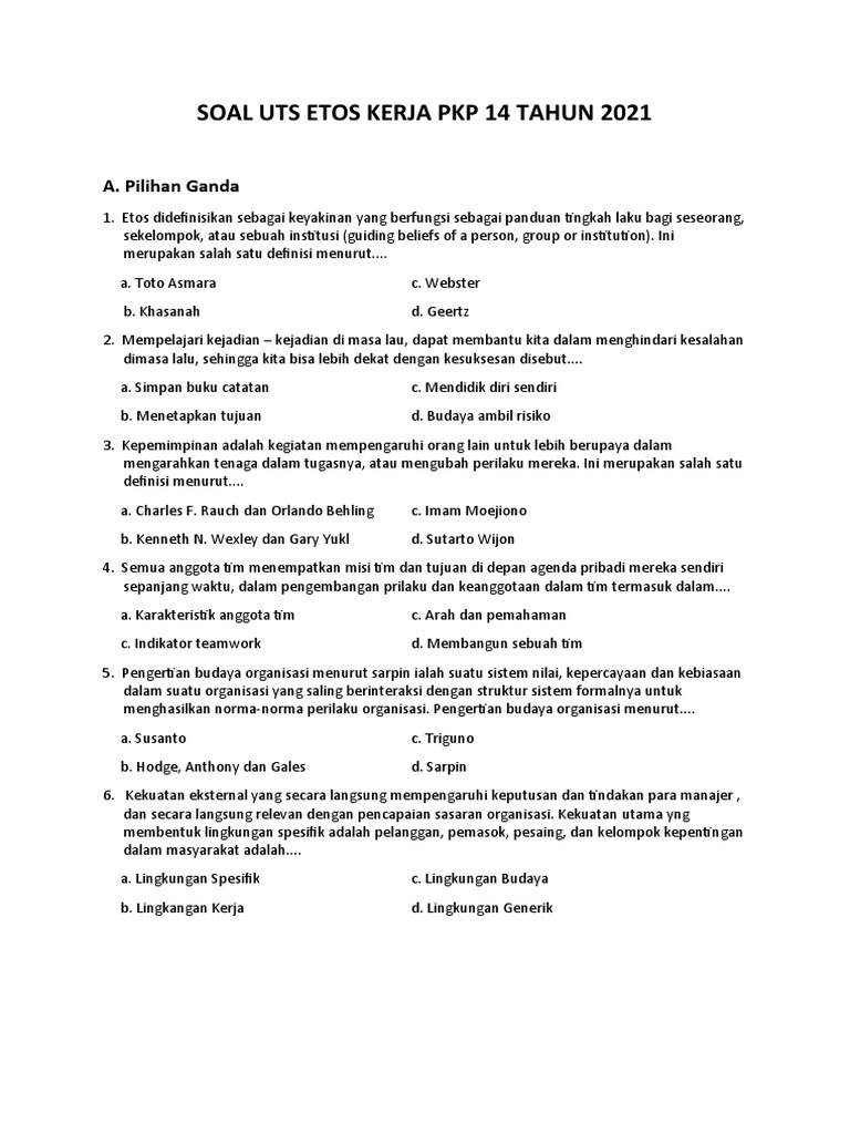 UTS Etos Kerja Habib Muhammad Rafi | PDF