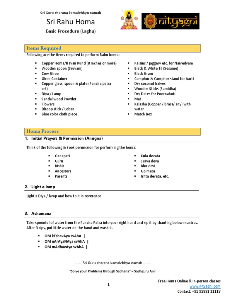 Rahu Homa English Basic | PDF | Mantra | Indian Religions