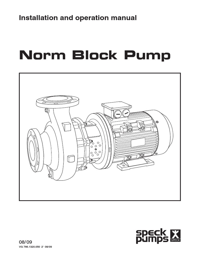 BOMBAS PG speck type 32 125 A1 Normblock manual | PDF | Pump | Pipe (Fluid Conveyance)
