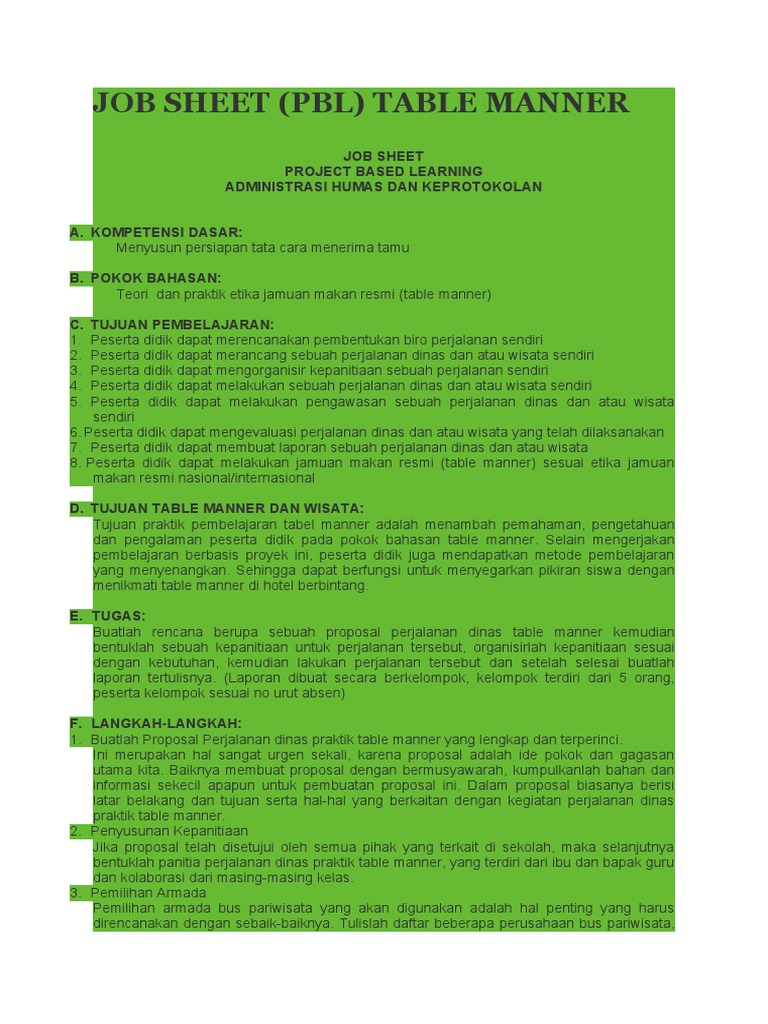 Contoh Jobsheet | PDF