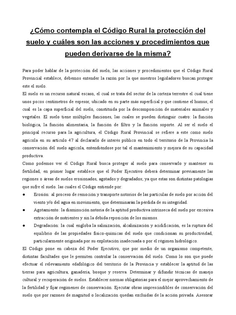 ¿Cómo Contempla El Código Rural La Protección Del Suelo y Cuáles Son ...