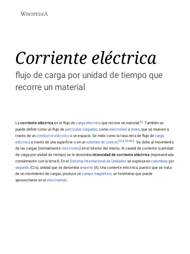 Corriente Eléctrica - Wikipedia, La Enciclopedia Libre | PDF