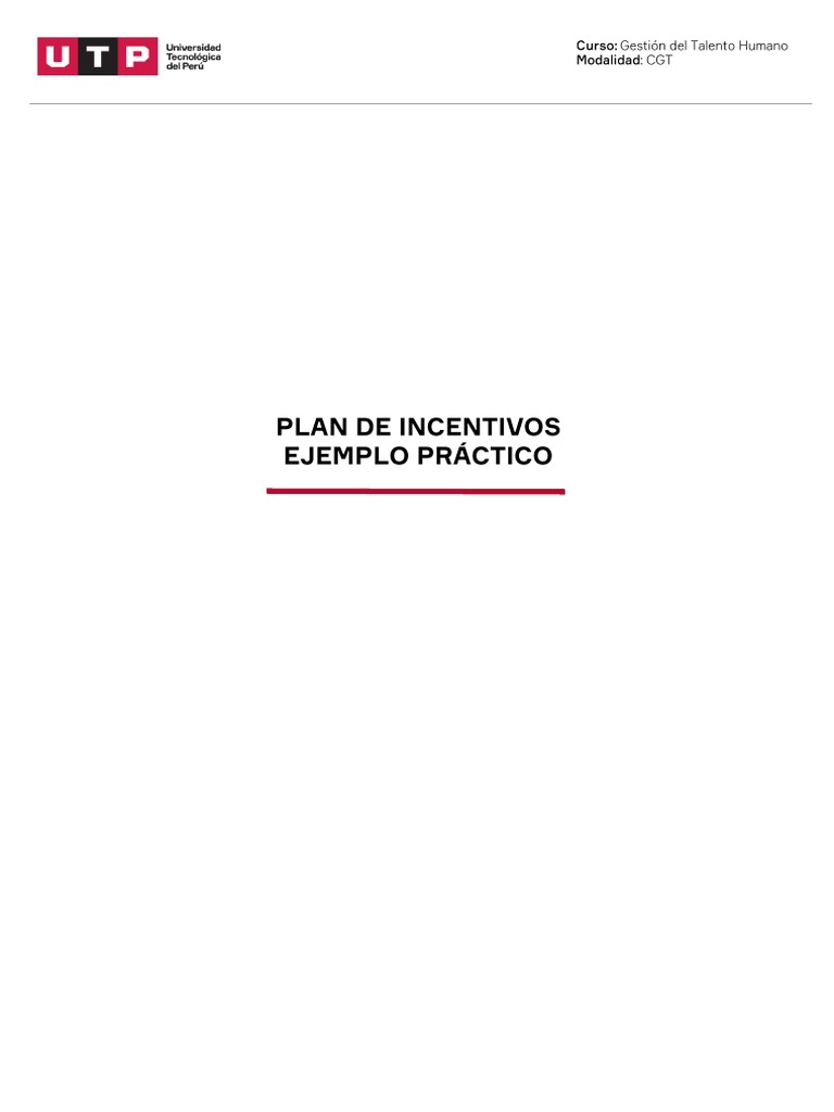 Semana 04 - Lectura - Ejemplo de Un Plan de Incentivos | PDF | Gestión de recursos humanos ...