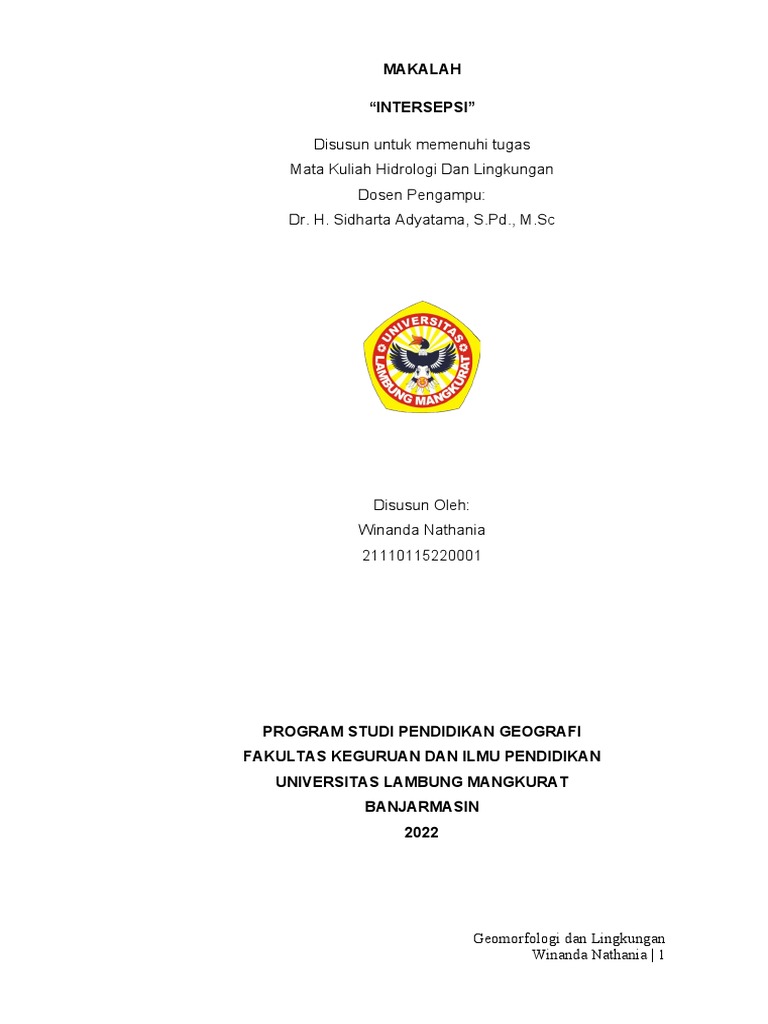 Proses Intersepsi Air Hujan pada Vegetasi | PDF | Sains & Matematika