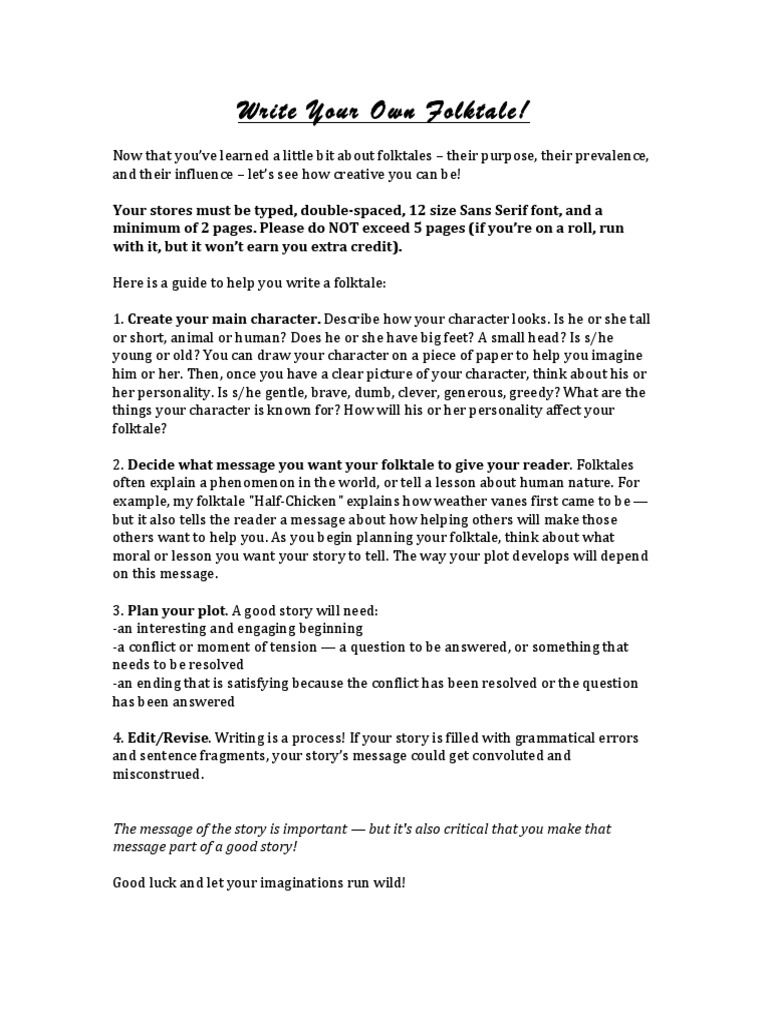 Write Your Own Folktale | PDF