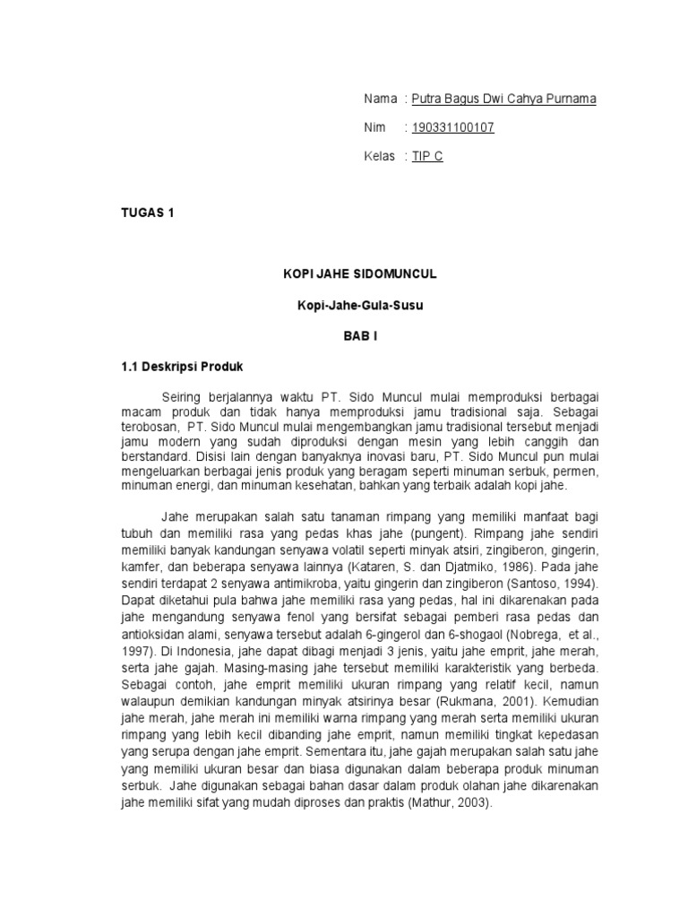 Kopi Jahe Kemasan Biofoam & Siklus Hidup.190331100107 - Putra - Bagus - D - C - P - TIPC. | PDF