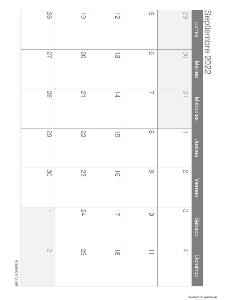 Calendario Septiembre 2022 | PDF