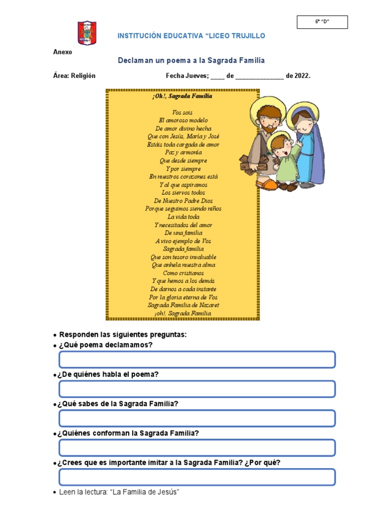 Anexo-Religión - La Sagrada Familia - 02 de Junio | Descargar gratis ...