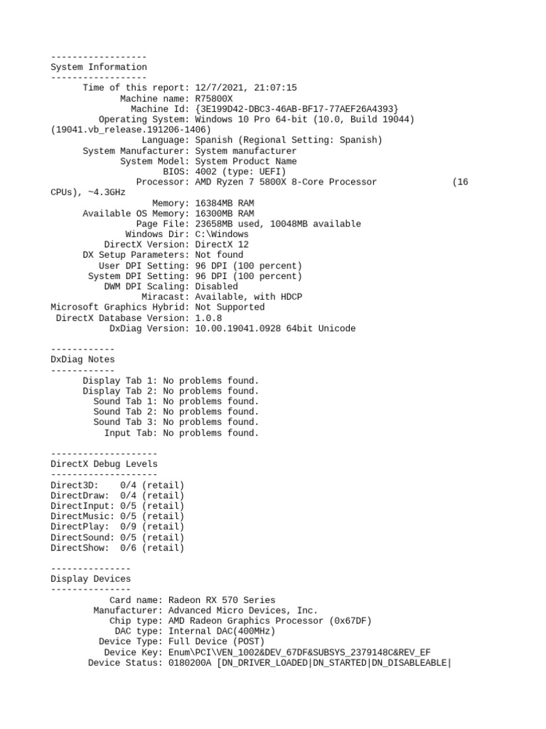 DX Diag | PDF | Device Driver | Graphics Processing Unit