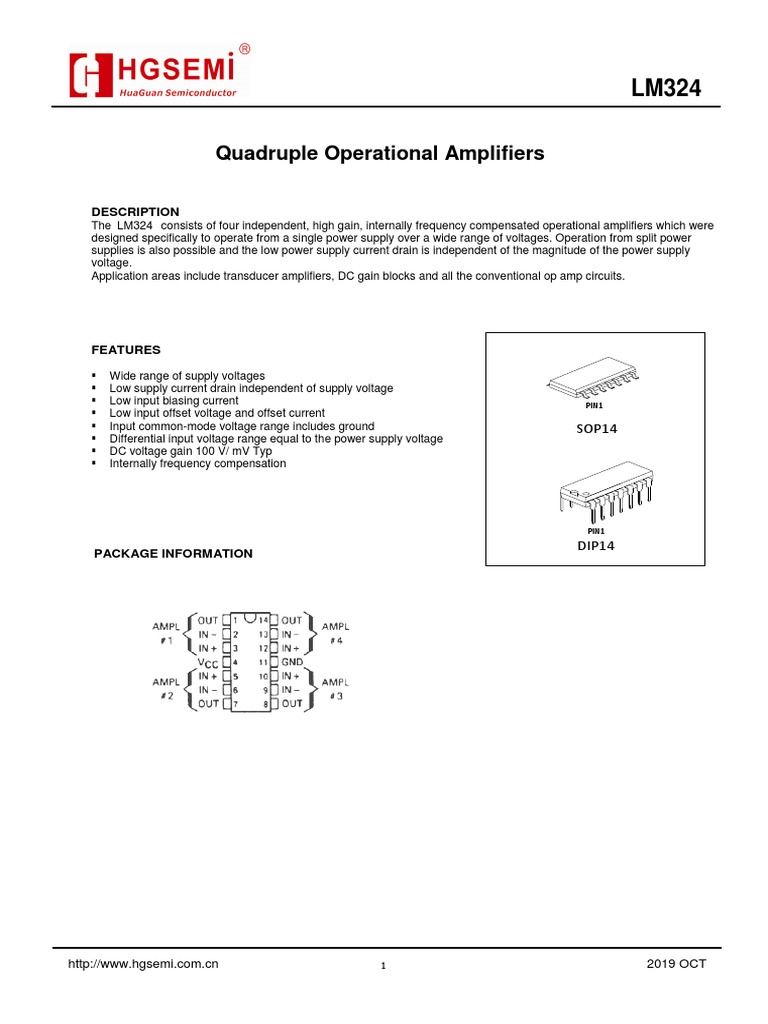 Hgsemi-Lm324n C725320 | PDF | Operational Amplifier | Amplifier