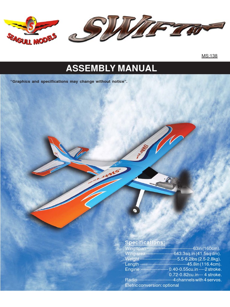 Seagull Swift 40 | PDF | Aileron | Flight Control Surfaces