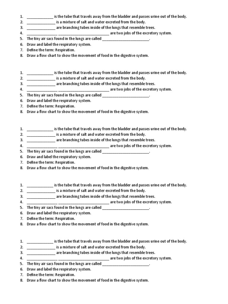 Quiz Organ Sys | PDF | Lung | Excretion
