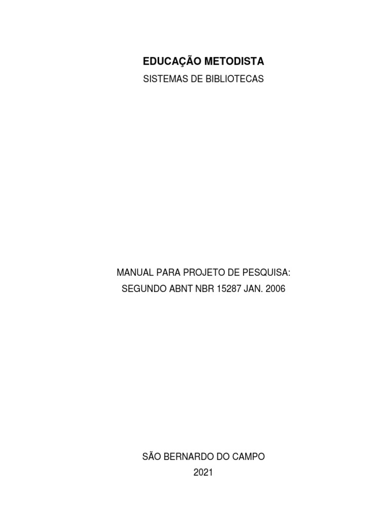 2021 Modelo Projeto de Pesquisa Cep Metodista | PDF | Science | Abstract (resumo)