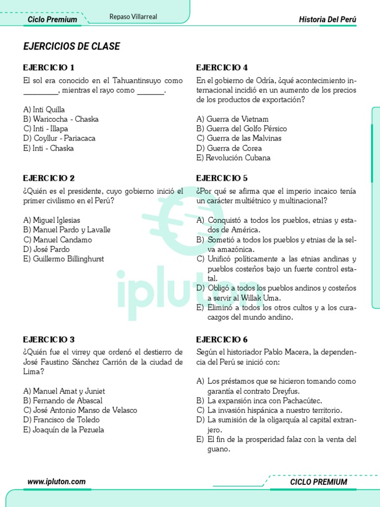 Ejercicios de Clase: Ejercicio 1 Ejercicio 4 | PDF | Perú | Imperio Inca