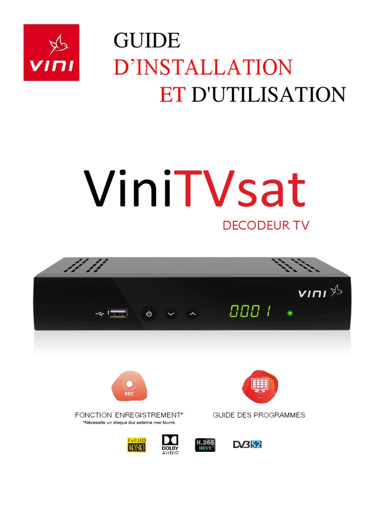 Guide d'Installation ViniTVsat | PDF | HDMI | Informatique