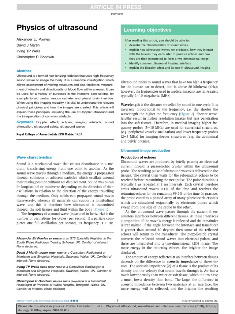 Physics of Ultrasound | PDF | Medical Ultrasound | Attenuation