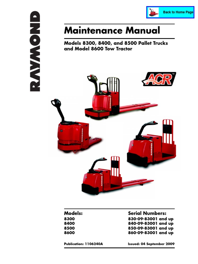 Service Manual - 8300-8400-8500 Pallet Truck | Download Free PDF | Electric Motor | Manufactured ...
