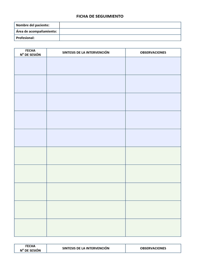 Ficha de Seguimiento Terapéutico | PDF
