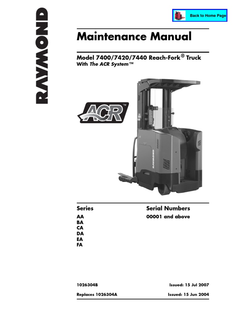 Service Manual - 7400-7420-7440 Reach Fork | PDF | Elevator ...