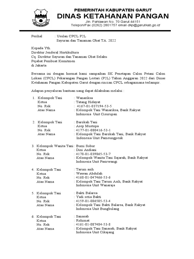 Surat Usulan CPCL | PDF