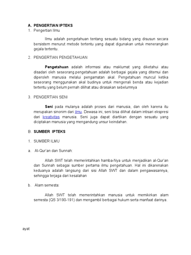Pengertian Ipteks | PDF