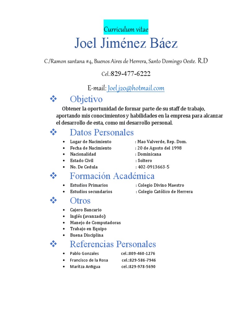 Curriculum Vitae Joel | PDF