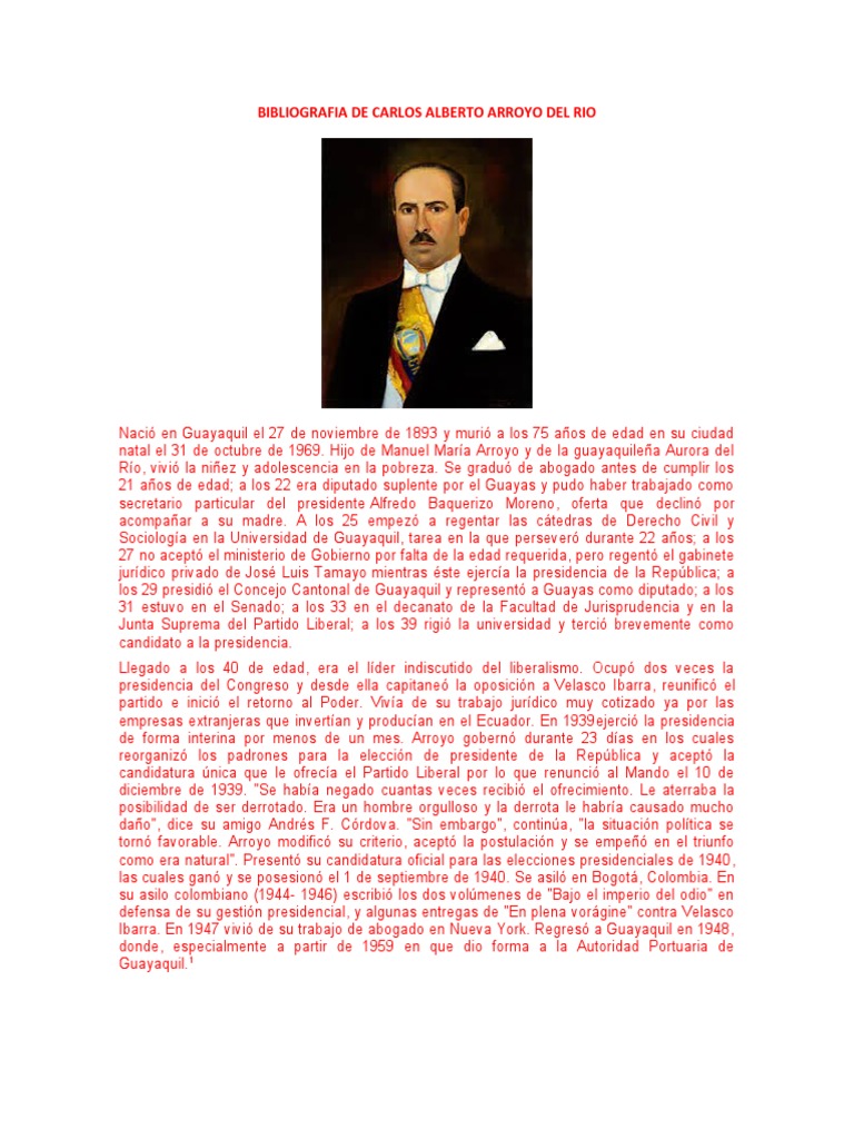 Bibliografia de Carlos Alberto Arroyo Del Rio | PDF | Gobierno