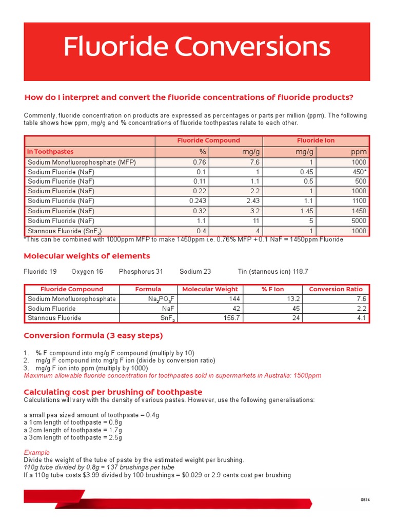 Student Fluoride Conversions | PDF | Fluoride | Sets Of Chemical Elements
