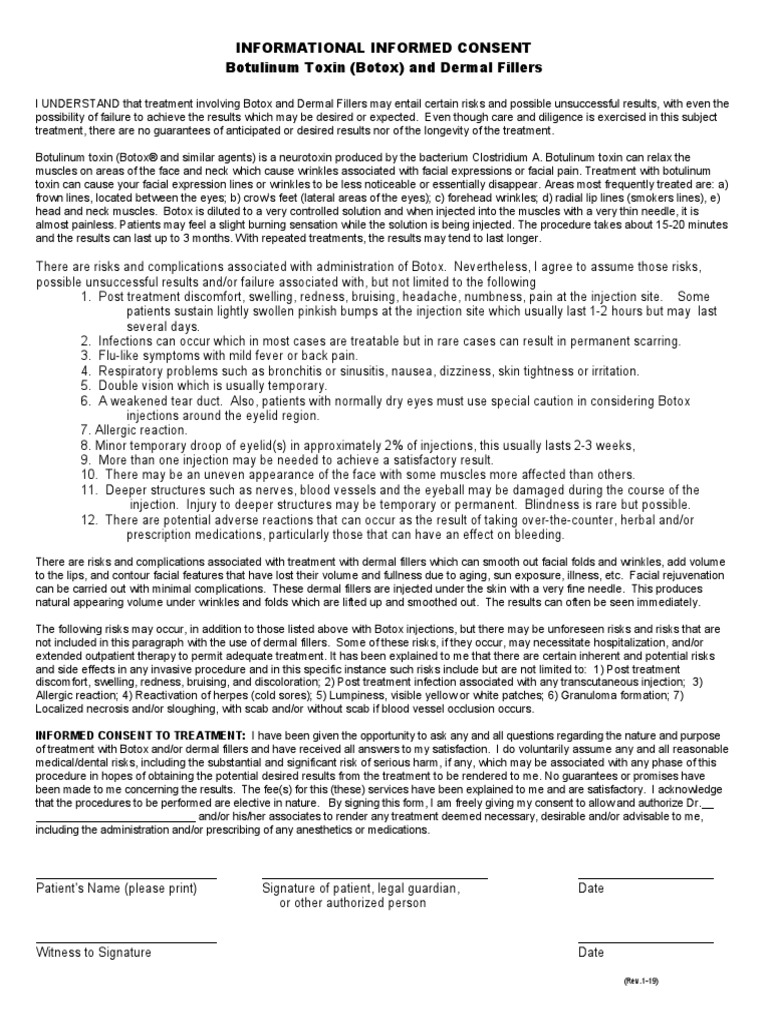 Botox Dermal Fillers Pdf Botulinum Toxin Wrinkle