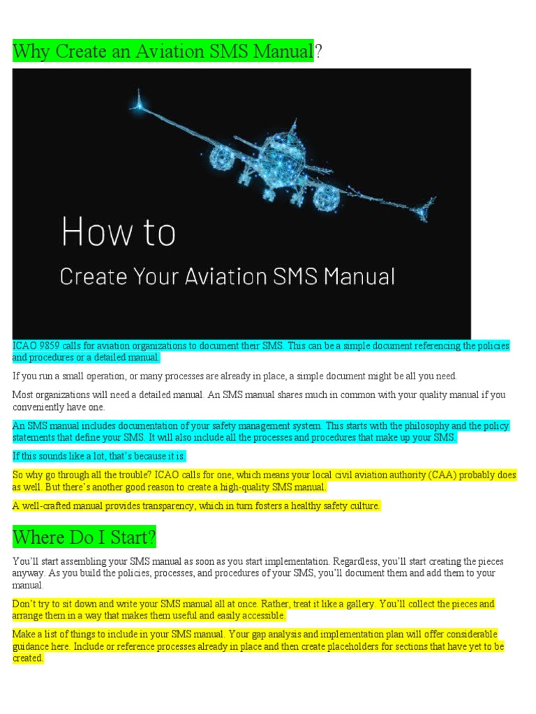Why Create An Aviation SMS Manual | PDF | Computing