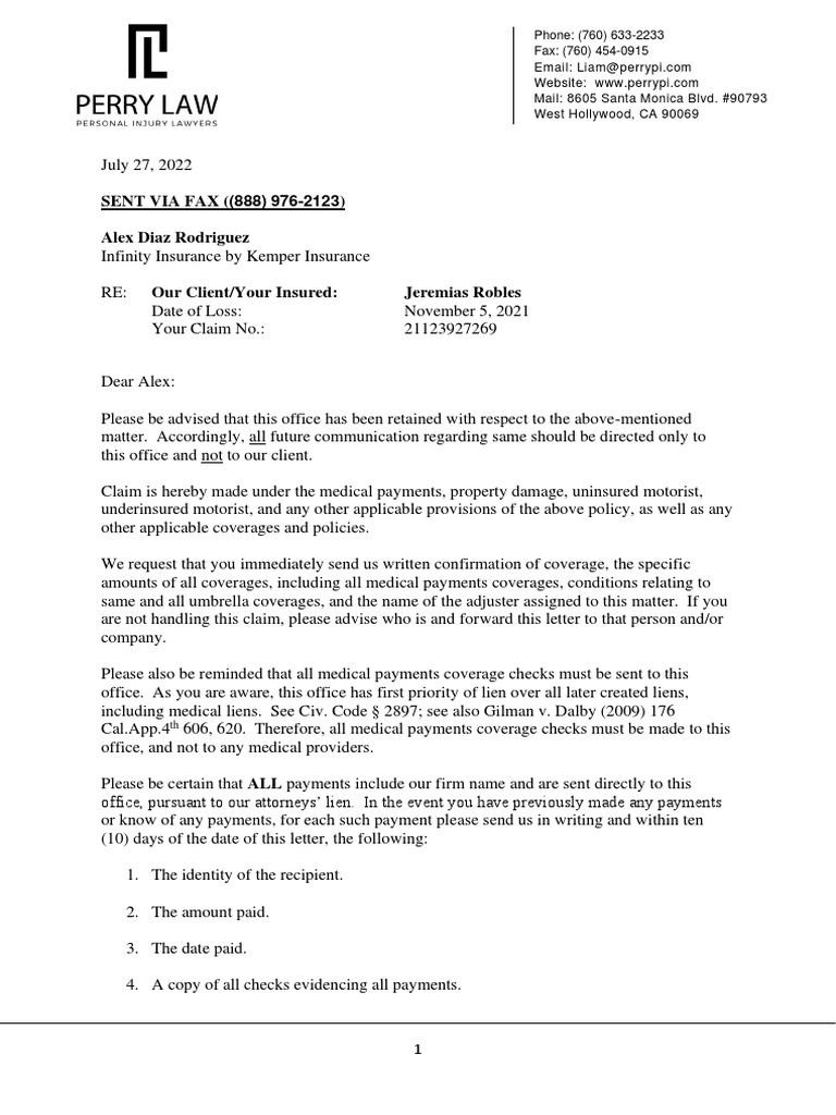 1st Pty LOR Jeremias Robles-2 | PDF | Insurance | Justice