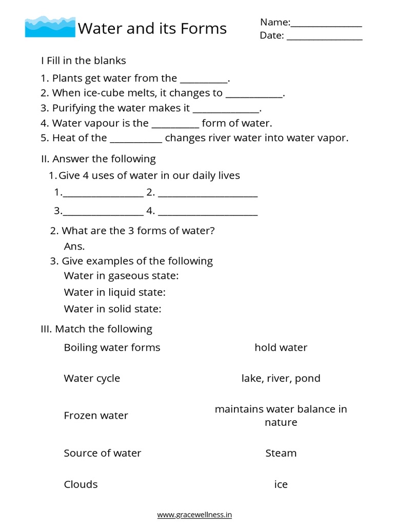 Water and Its Forms: Name: - Date | PDF | Water | Water Vapor