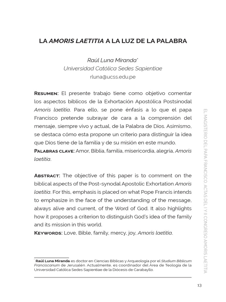 Amoris Laetitia | PDF | Amor | eucaristía
