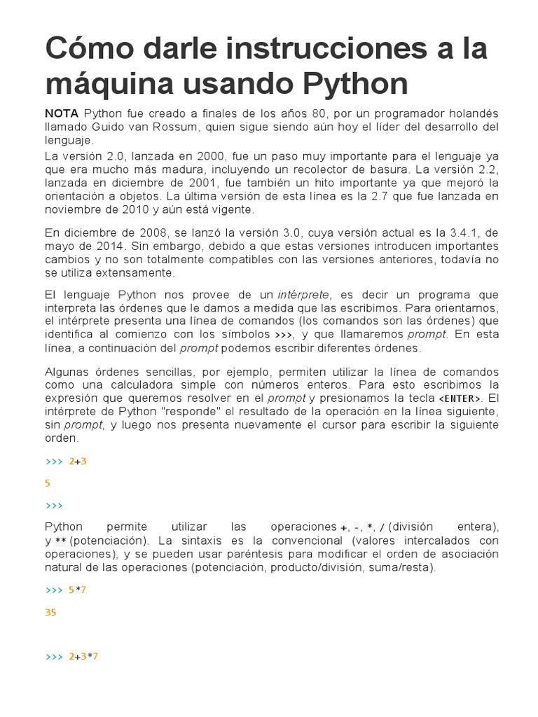 Cómo Darle Instrucciones A La Máquina Usando Python | Descargar gratis ...