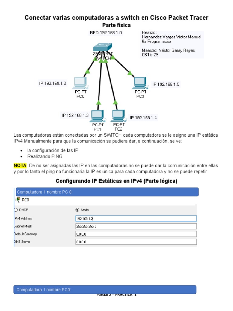 Conectar Varias Computadoras A Switch en Cisco Packet Tracer | PDF