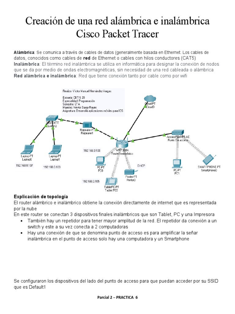 Creación de Una Red Alámbrica e Inalámbrica Cisco Packet Tracer | PDF | Red de computadoras ...