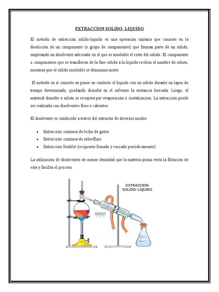 Métodos de Extracción Sólido-Líquido | PDF | Solvente | Fase (materia)