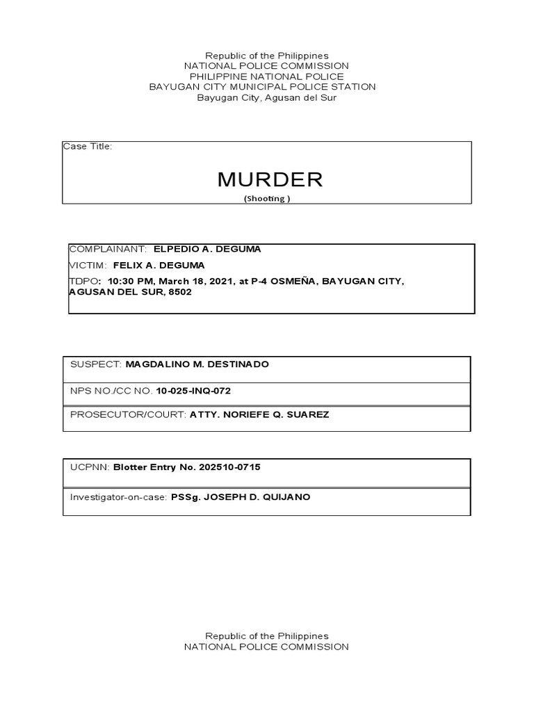 Quijano Case Folder Final | PDF | Affidavit | Police