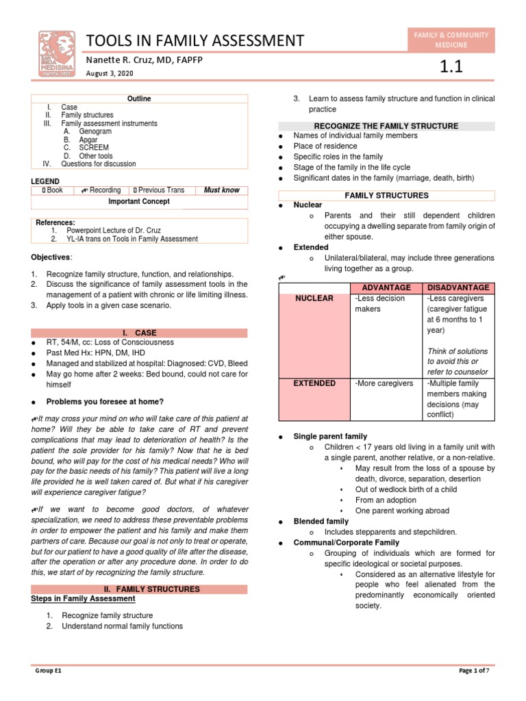 (FCM) 1.1 Tools in Family Assesment | PDF | Stepfamily | Family