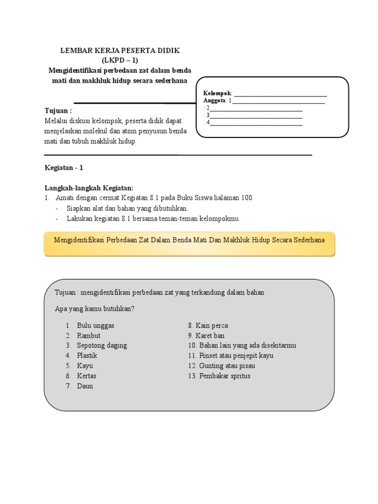 Lembar Kerja Peserta Didik LKPD | PDF