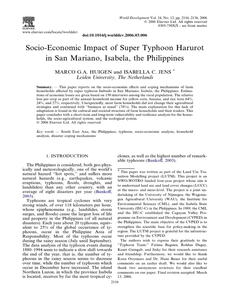 Socio-Economic Effects of Typhoon Harurot | PDF | Loans | Farms