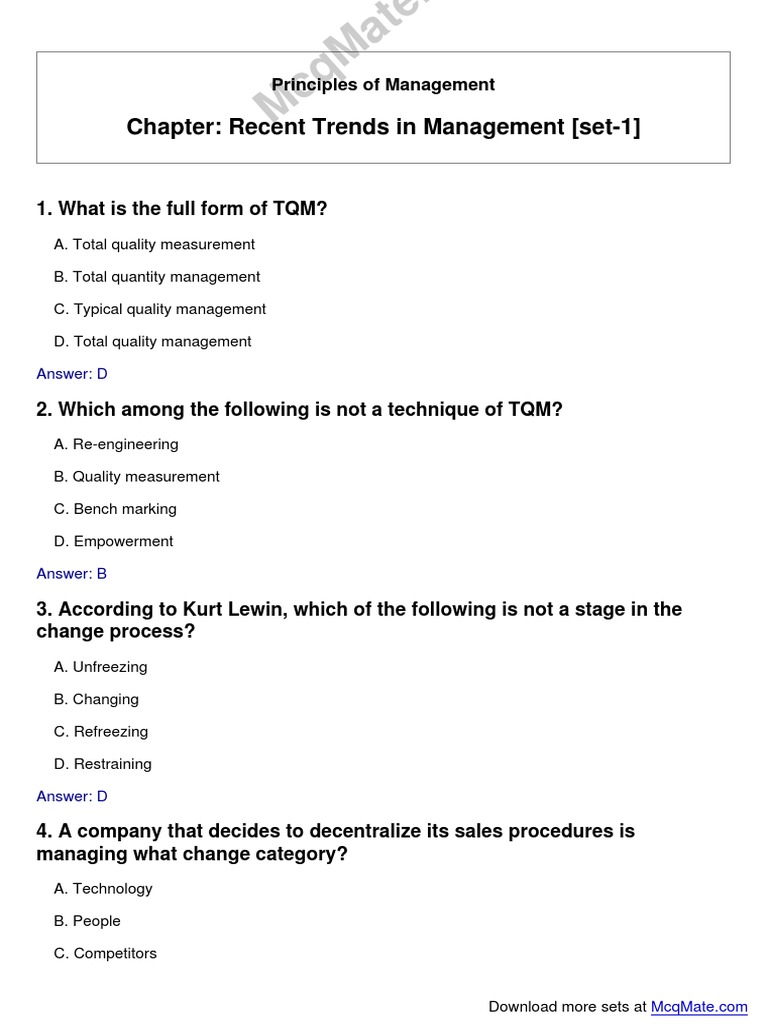 Principles of Management (Recent-Trends-In-Management (Set-1) ) Solved ... Principles of Management (Recent-Trends-In-Management (Set-1) ) Solved ...