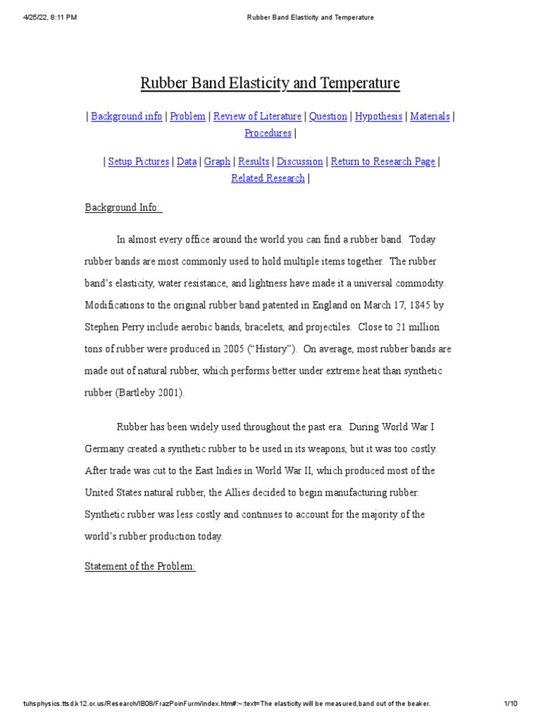 Rubber Band Elasticity and Temperature | PDF | Temperature | Elasticity ...